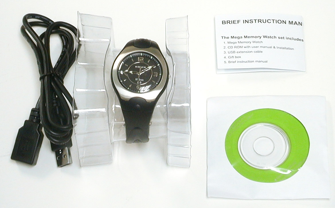 512MB Man's Black Xonix Flash Memory Watch Save / Store File Quickly ...